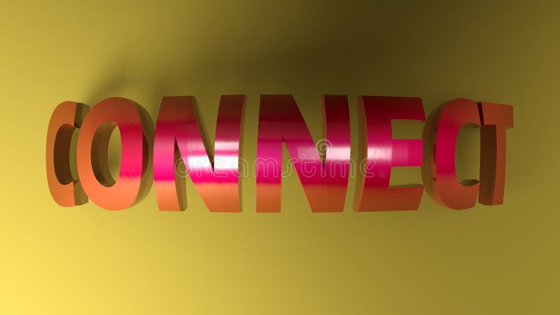 CONNECT Red Metallic Write Over Yellow Background - 3D Rendering ...