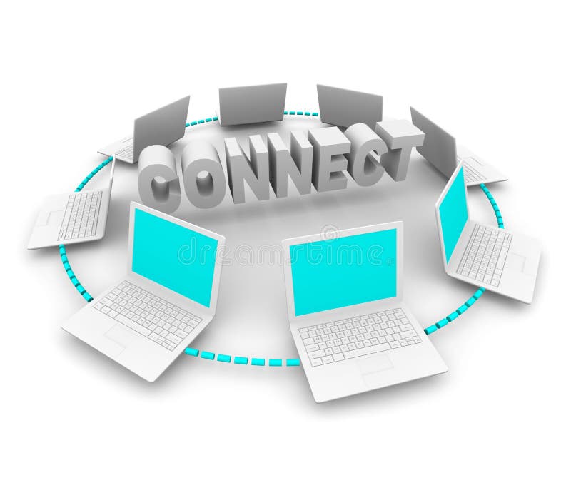 Connect - Ring of White Computers Stock Illustration - Illustration of ...