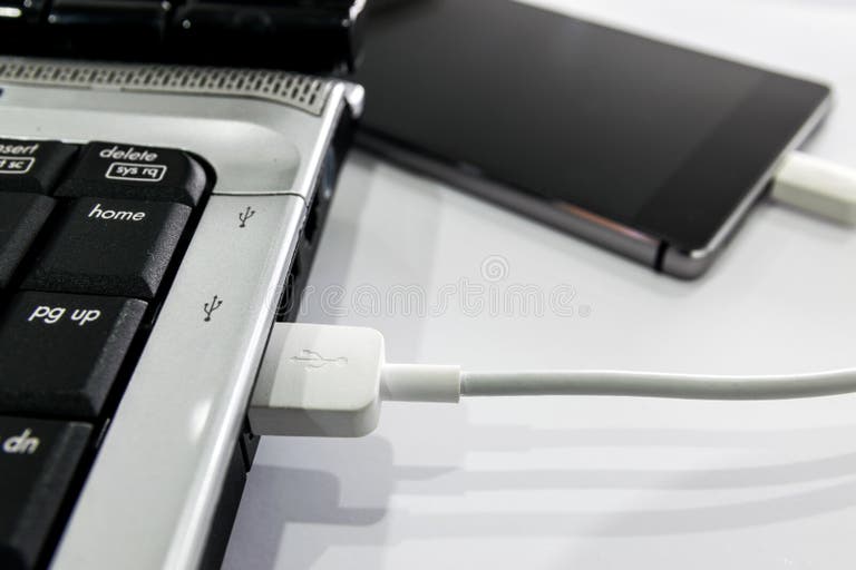 Connect Smartphone To Notebook by USB Cable. Stock Photo - Image of ...
