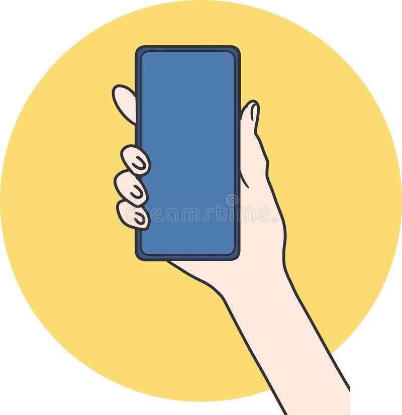 Connect with Technology Hand Holding a Smart Phone Vector Cartoon Stock ...