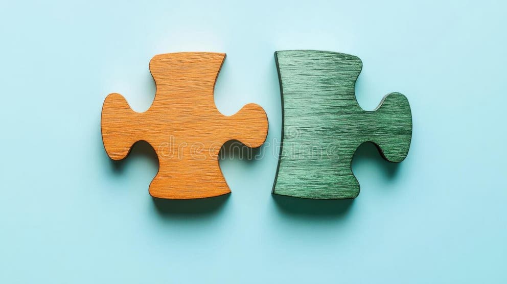 Connect Two Pieces of Jigsaw Puzzle, Solution and Teamwork Concept ...