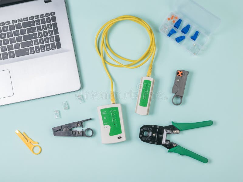 Connect a Utp Cable To Your Laptop To Connect To the Internet. Stock ...