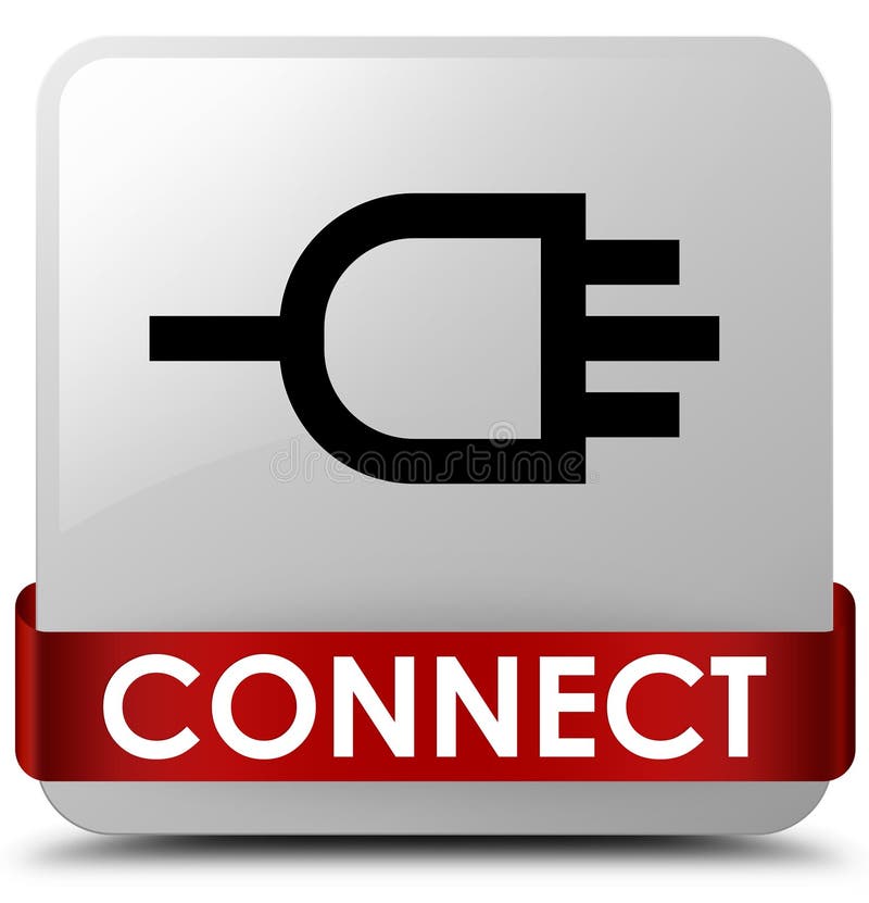 Connect White Square Button Red Ribbon in Middle Stock Illustration ...