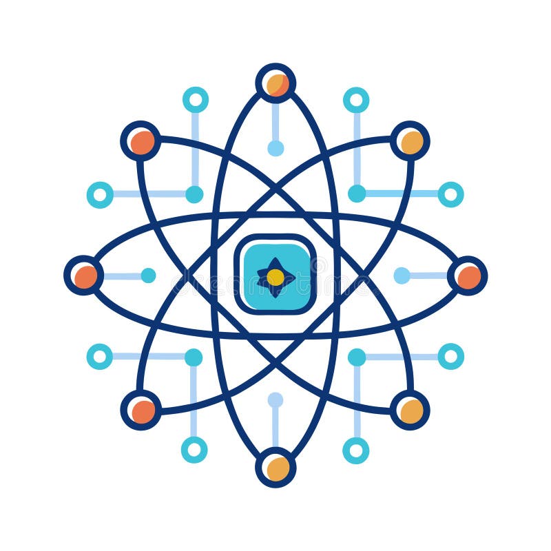 Connected Atom Icon: Network, Science, Physics, and Modern Technology ...
