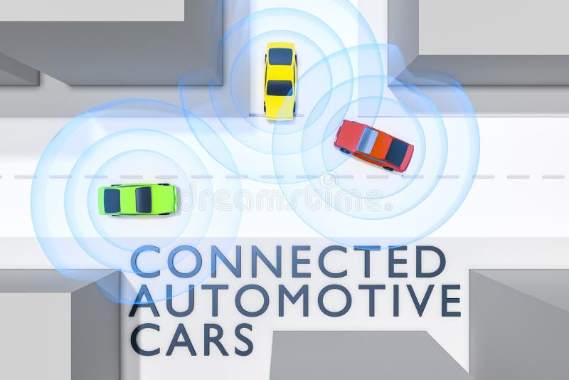 Connected autonomous cars stock illustration. Illustration of automatic ...