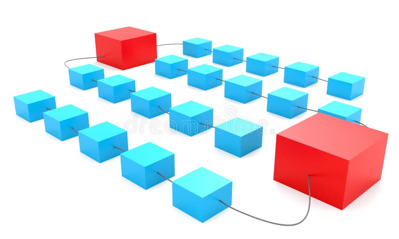 Connected Boxes Isolated on White Stock Illustration - Illustration of ...