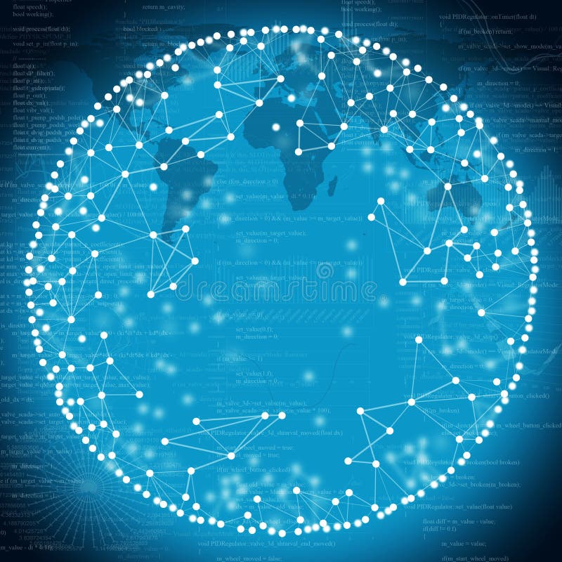 Connected Bright Dots with World Map Stock Photo - Image of dots ...
