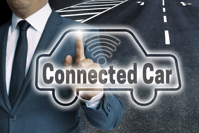 Connected Car Auto Touchscreen is Operated by Man Stock Photo - Image ...