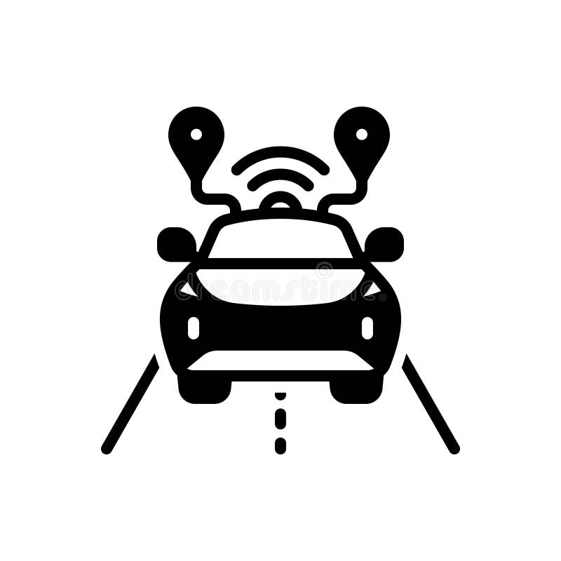 Black Solid Icon for Connected Car, Smart Car Andconnect Stock Vector ...