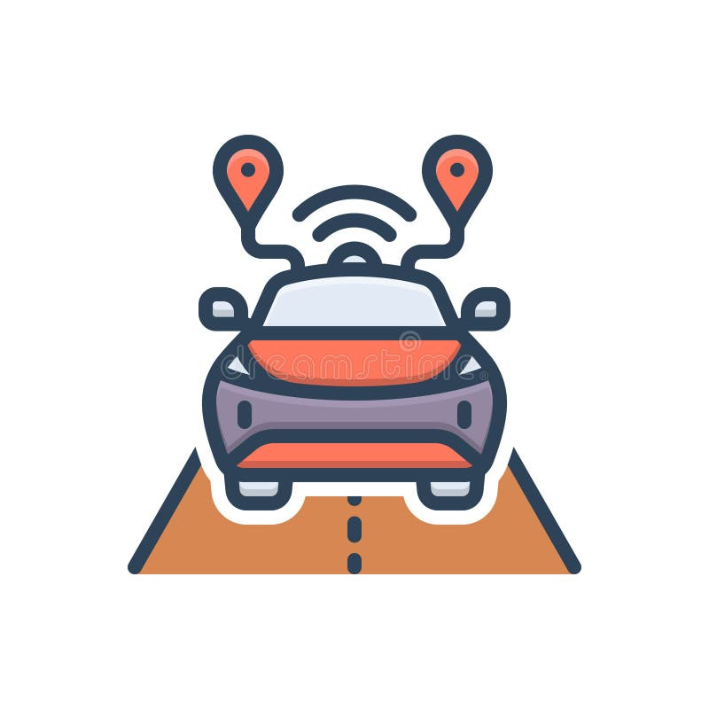 Color Illustration Icon for Connected Car, Smart Car Stock Illustration ...