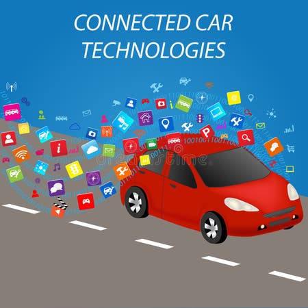 Connected Car Technologies stock vector. Illustration of network - 86080832