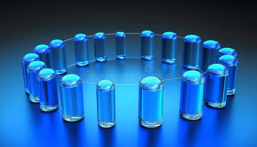 Connected Circle 3D Render of Glossy Abstract Cylinders in Blue, High ...