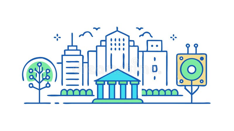 Connected City Hub, Smart Urban Network, Vector Design Generative AI ...