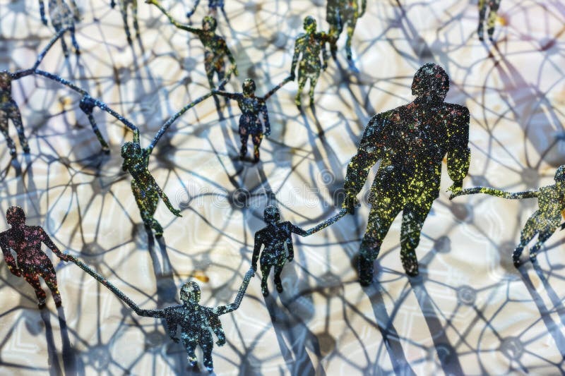 Connected Community Figures Stock Photo - Image of collective ...