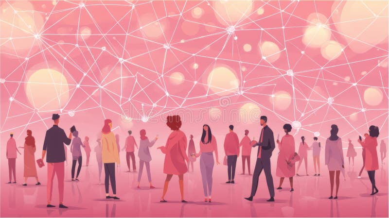 Connected Community stock illustration. Illustration of interaction ...