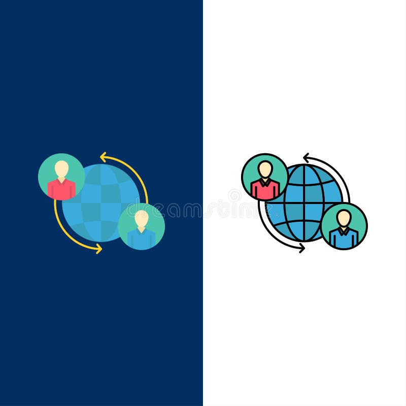 Connected, Connections, User, Internet, Global Icons. Flat and Line ...