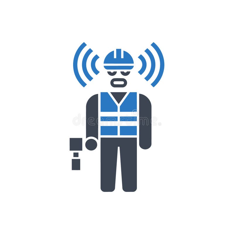 Connected Construction Worker Icon Stock Illustration - Illustration of ...