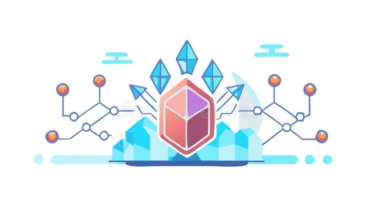 Connected Crystal Network: Blockchain Data Flow, Vector Design ...