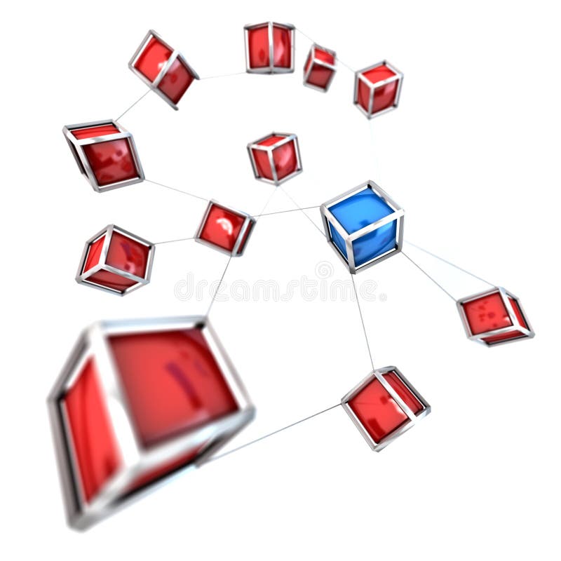 Connected Cubes Blue and Red Stock Illustration - Illustration of ...