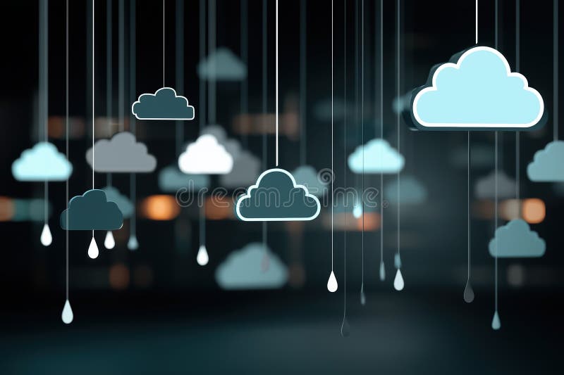 Connected Data Cloud in Digital Space Stock Illustration - Illustration of cyber, technology ...