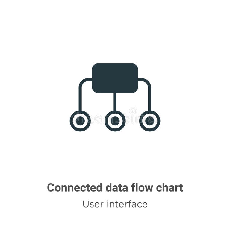 Connected Data Flow Chart Vector Icon on White Background. Flat Vector ...