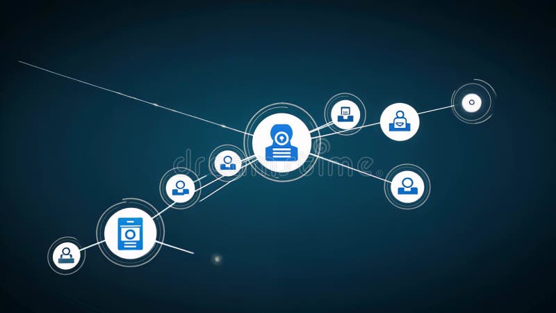 Connected Data Nodes Forming an Arc in a Digital Space with Blue ...