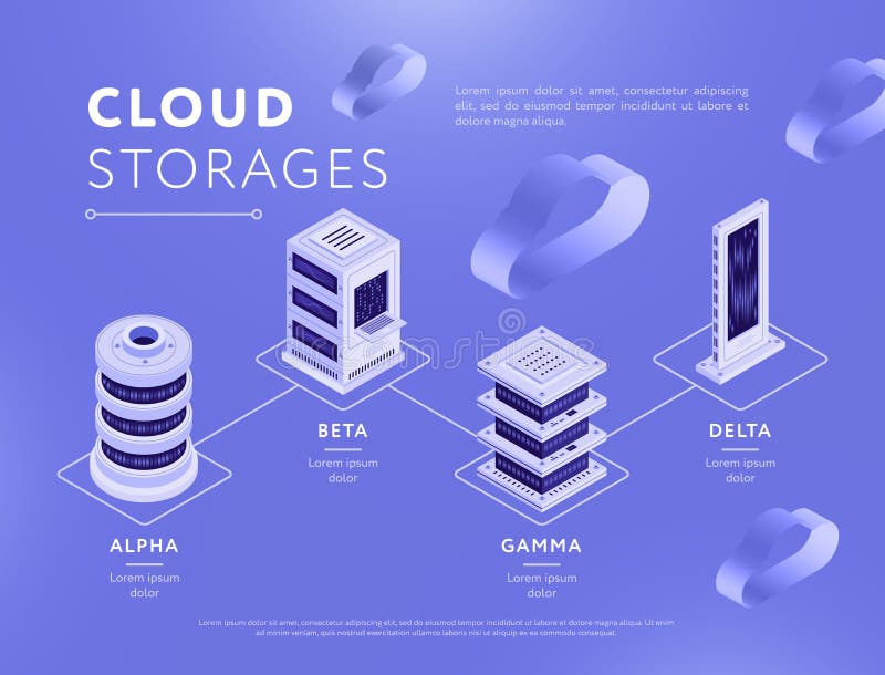 Connected Databases with Cloud Storages Stock Illustration ...