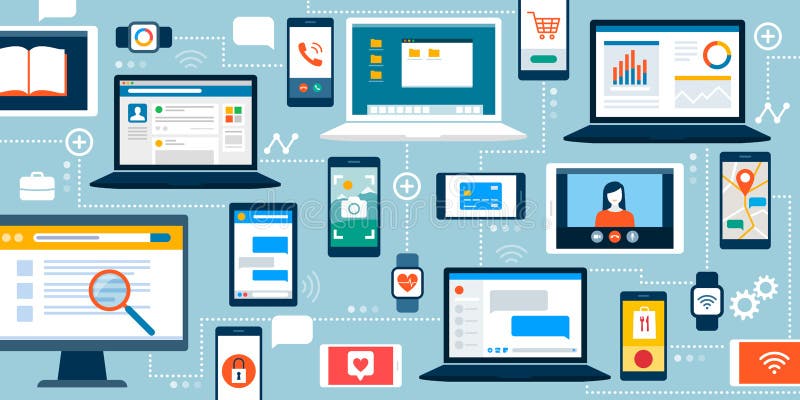 Connected Devices, Apps and UI Stock Vector - Illustration of marketing ...