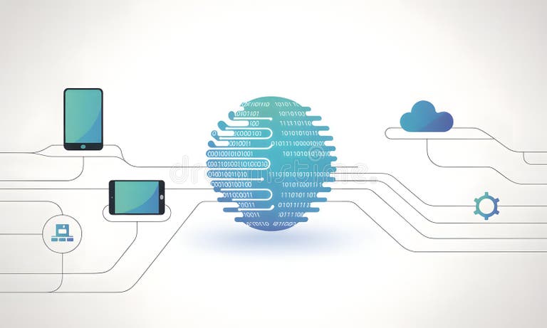 Connected Devices & Data Flow Stock Illustration - Illustration of ...