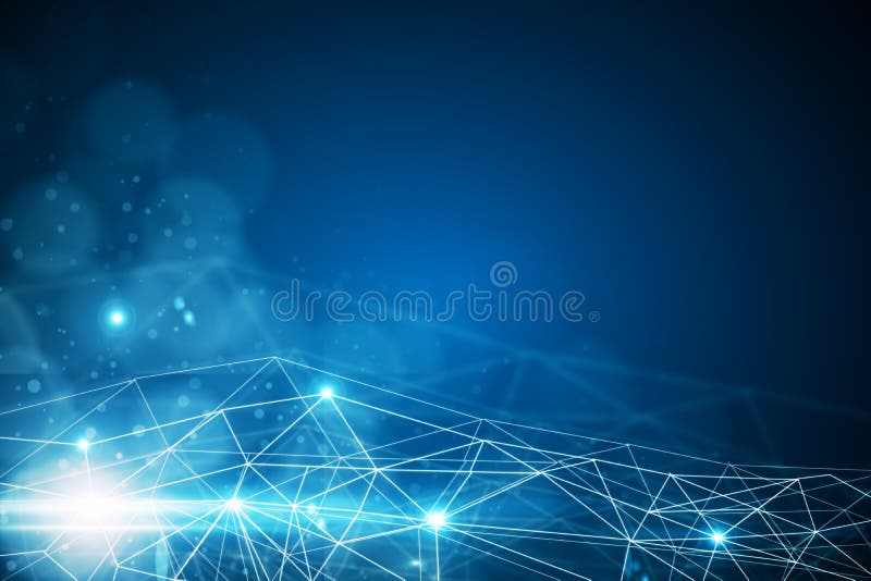 Connected Dots on Blue Background Stock Illustration - Illustration of ...