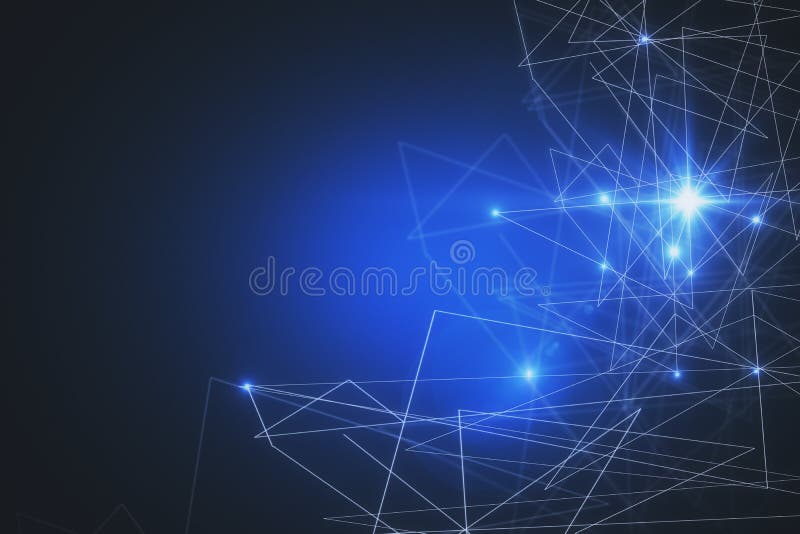 Connected Dots on Blue Background Stock Illustration - Illustration of ...