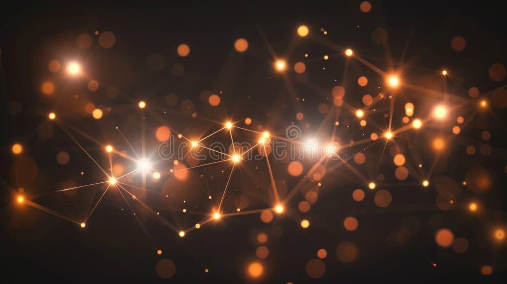 Connected Dots Golden Network Abstract Background Stock Illustration ...