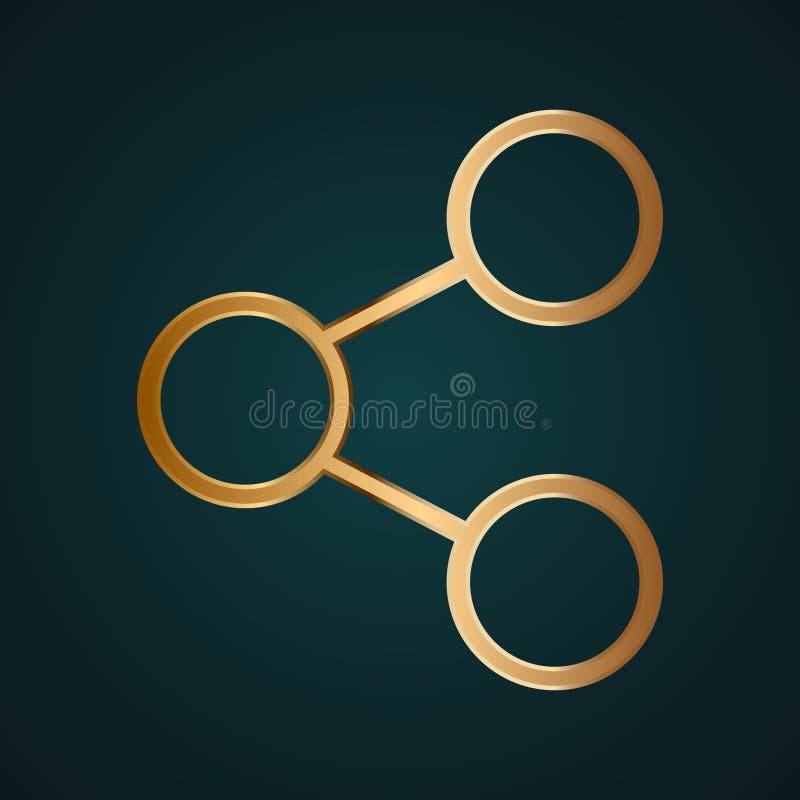 Connected Dots Icon Vector Logo. Gradient Gold Metal with Dark ...