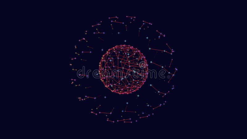 Connected Dots Intricate Brain Map in Red and Black Stock Footage ...