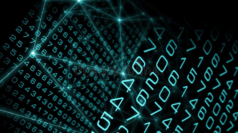 Connected Dots and Random Numbers in 3d Space Stock Illustration ...