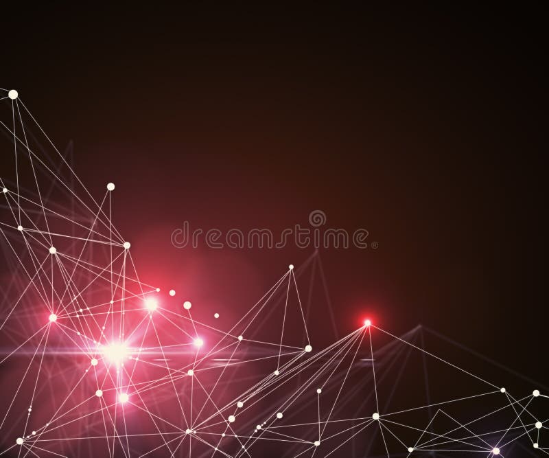 Connected Dots on Red Background Stock Illustration - Illustration of ...
