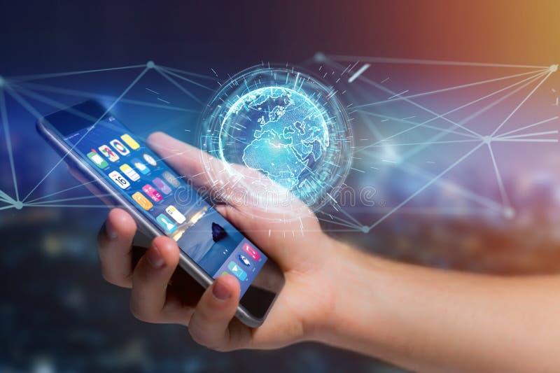 Connected Earth Globe Concept Icon on a Futuristic Interface Stock ...