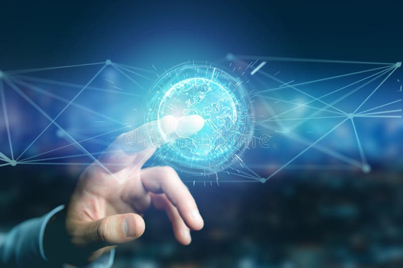 Connected Earth Globe Concept Icon on a Futuristic Interface Stock ...