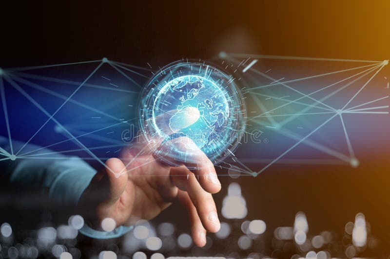 Connected Earth Globe Concept Icon on a Futuristic Interface Stock ...