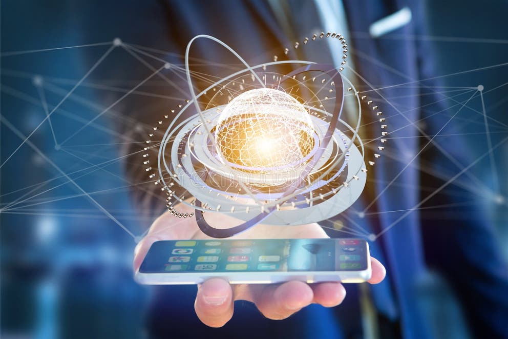 Connected Earth Globe Concept Icon on a Futuristic Interface Stock ...