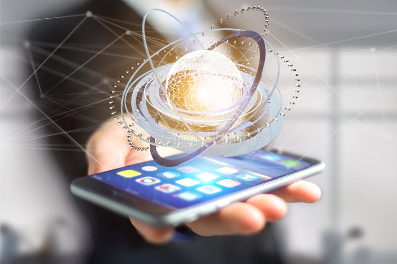 Connected Earth Globe Concept Icon on a Futuristic Interface Stock ...