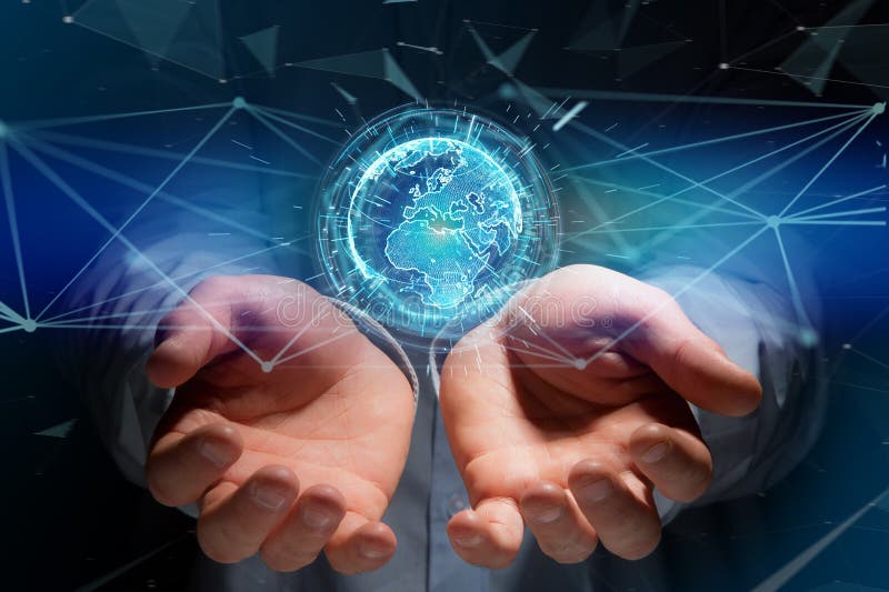 Connected Earth Globe Concept Icon on a Futuristic Interface Stock ...