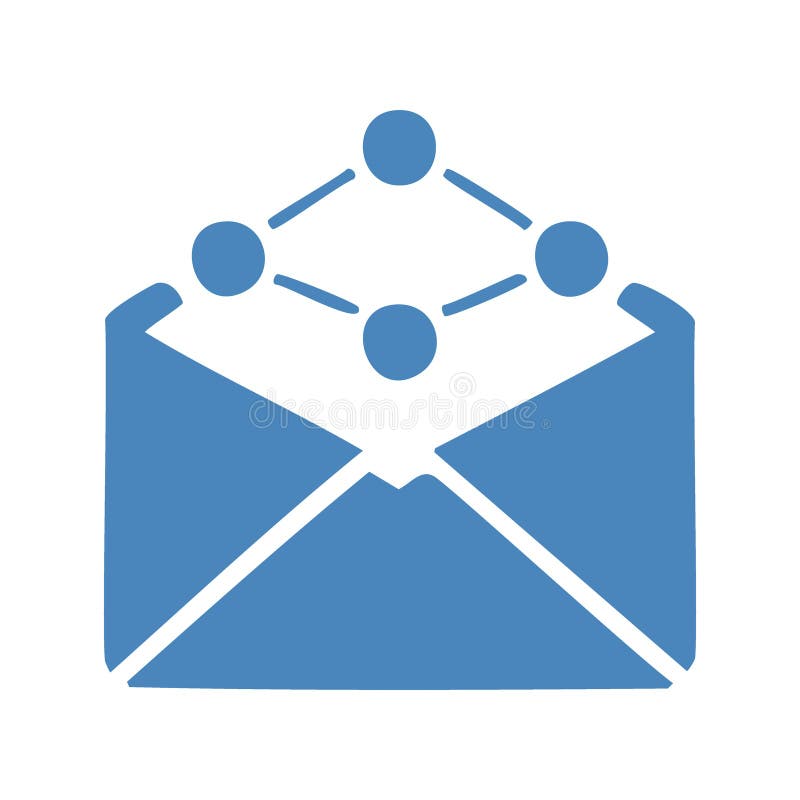 Connected Email Icon. Blue Email Icon with Connected Circles Stock ...