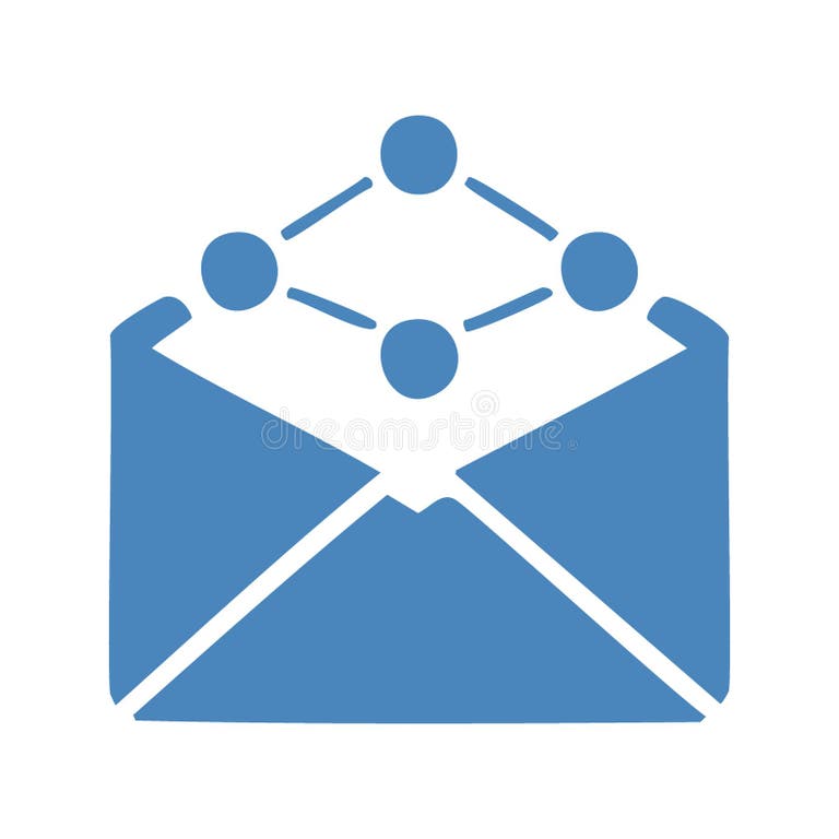 Connected Email Icon. Blue Email Icon with Connected Circles Stock ...
