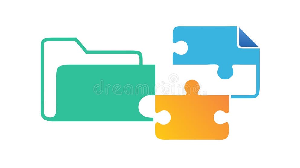 Connected Folders Puzzle, Seamless Data Integration & Workflows, Vector ...