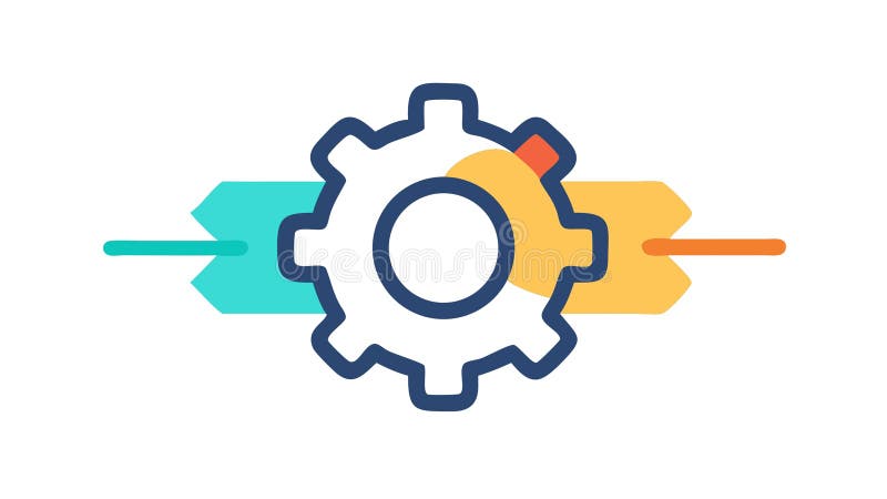 Connected Gear Process Flow - Industrial Workflow Automation Icon, Vector Design Generative AI ...