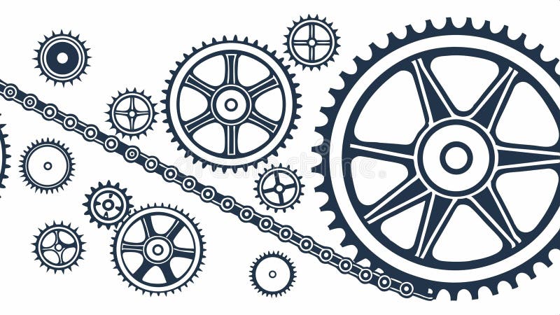 Connected Gear System, Mechanical Engineering Design Vector Design ...