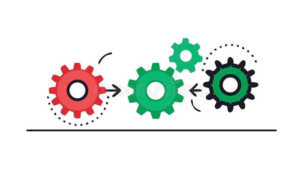 Connected Gears with Arrows, Iterative Process, Cycle, Vector Design Generative AI Stock Vector ...