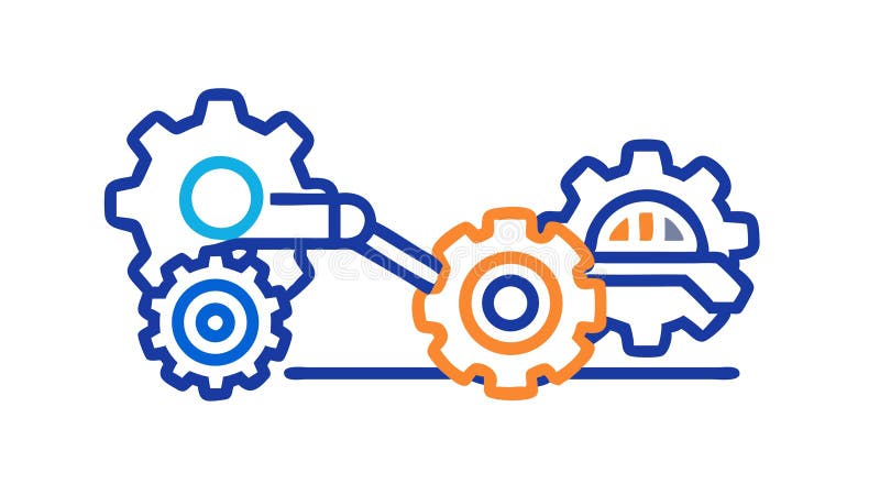 Connected Gears Chain Link System, Vector Design Generative AI Stock ...