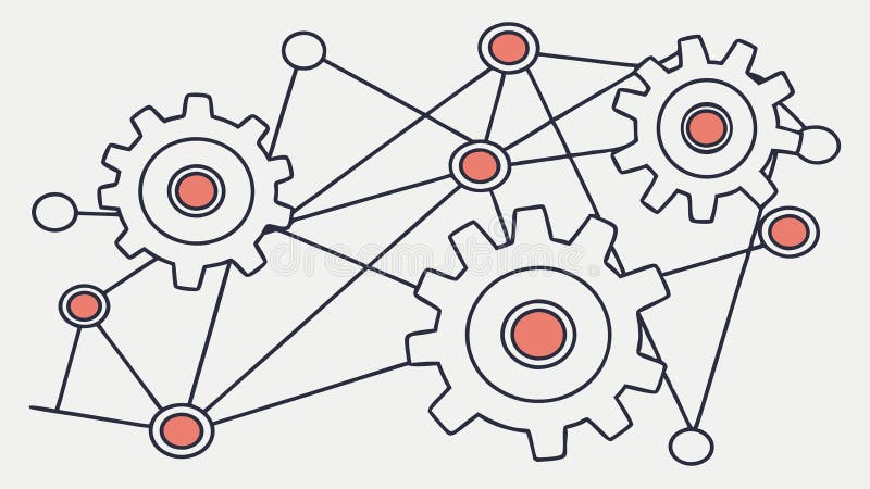Connected Gears Network, System and Digital Innovation, Vector Design ...
